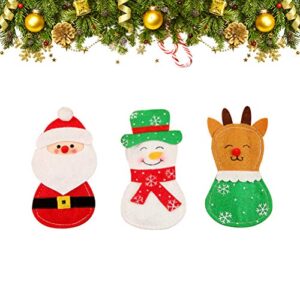 3 Pcs CHRISTMAS Knife Spoon Holder Xmas Fork Bag CHRISTMAS Elements Patterned Silverware Holder Pouch Cutlery Storage Bag for Xmas Party Festival (Without Cutlery)