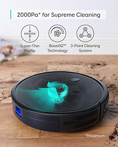 eufy BoostIQ RoboVac 11S MAX, Robot Vacuum Cleaner, Super-Thin, 2000Pa Super-Strong Suction, Quiet, Self-Charging Robotic Vacuum Cleaner, Cleans Hard Floors to Medium-Pile Carpets, Black