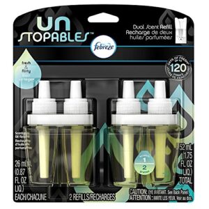 febreze unstopables odor-fighting plug air freshener, fresh, (2) .87 fl. oz. oil refill