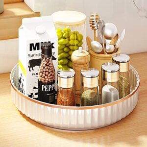 Lazy Susan Organizer, Rotating Spice Rack Turntable for Storage Kitchen Cabinet Pantry Fridge Bins Can Jars (White - 10 inch)