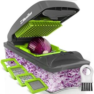 mueller vegetable chopper – heavy duty vegetable slicer – onion chopper with container – food chopper slicer dicer cutter – 4 blades