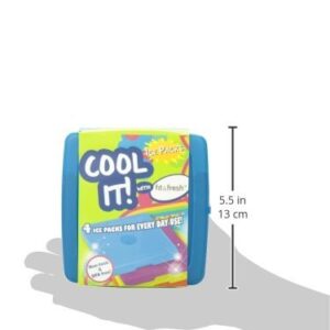 Fit & Fresh Cool Slim Reusable Ice Packs Boxes, Lunch Bags and Coolers, Set of 4, Multicolored, 4 Pack