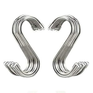 evob 20 pack 3.4″ s shaped hooks stainless steel metal hangers hanging hooks for kitchen, work shop, bathroom, garden