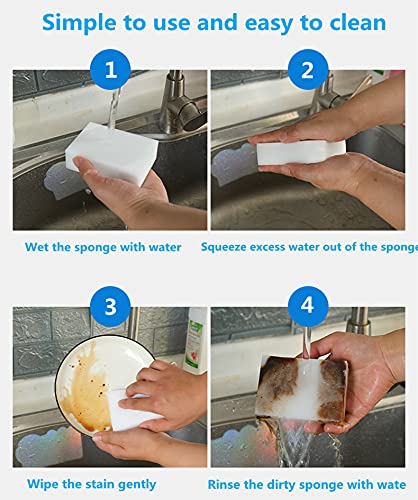 Magic Sponges Eraser,10 Pack Melamine Sponge in Bulk,2X Density,Long Lasting,Cleaning Sponge for Kitchen, Bathroom,Bathtub, Sink,Furniture, Wall Cleaner (White,3.93x2.36x0.79in)