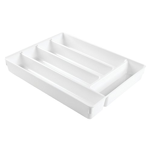 InterDesign Linus Cutlery Tray Organizer for Flatware and Kitchen Gadgets - 10.75" x 13.75" x 2", White