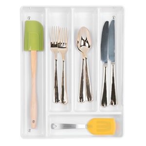 InterDesign Linus Cutlery Tray Organizer for Flatware and Kitchen Gadgets - 10.75" x 13.75" x 2", White