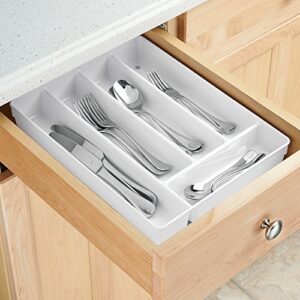 InterDesign Linus Cutlery Tray Organizer for Flatware and Kitchen Gadgets - 10.75" x 13.75" x 2", White