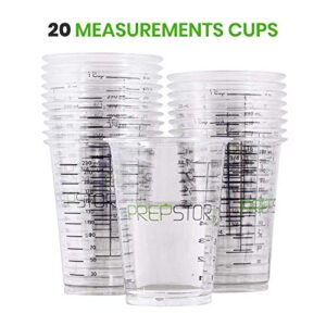 Disposable Measuring Cups for Resin - Pack of 20 8oz Clear Plastic Measuring Cup for Epoxy Resin, Stain, Paint Mixing - Half Pint Reusable Multipurpose Mixing Cups for Cooking and Baking