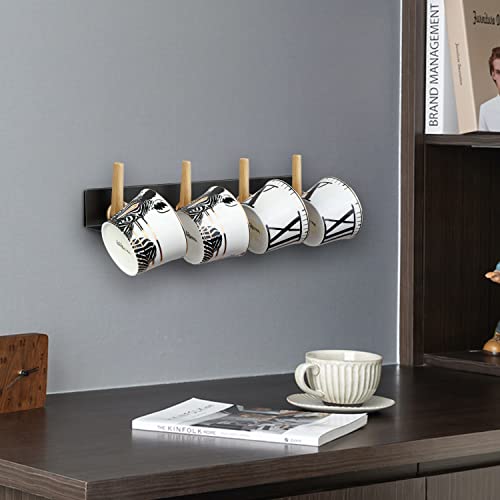 JSVER Mug Hook Wall Mounted Mug Holder, Hanging Coffee Cup Rack with 4 Hooks for Kitchen