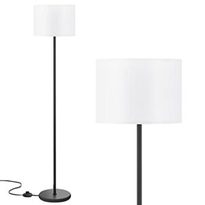 led floor lamp simple design, modern floor lamp with shade, tall lamps for living room bedroom office dining room kitchen, black pole lamp with foot switch(without bulb)