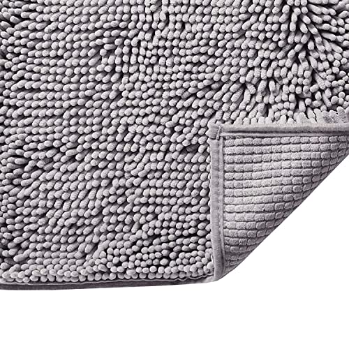 H.VERSAILTEX Bath Mat, Washable Bathroom Rug, Extra Thick Chenille Rug, Absorbent Soft Shaggy Mat,Non-Slip Quick Dry Plush Rug for Bathtubs, 17 x 24 Inches (Grey)