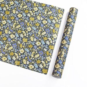 glow4u self adhesive vintage blue floral contact paper shelf liner for cabinets shelves drawer arts and crafts decal 17.7×78.7 inches