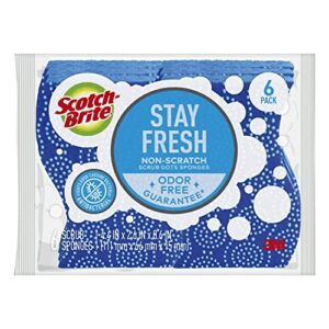 Scotch-Brite Scrub Dots Non-Scratch Scrub Sponge, Rinses Clean, For Washing Dishes and Cleaning Kitchen, 6 Scrub Sponges