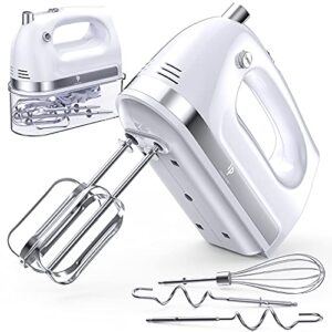 lilpartner hand mixer electric, 400w food mixer 5 speed handheld mixer, 5 stainless steel accessories, storage box, kitchen mixer with cord for cream, cookies, dishwasher safe