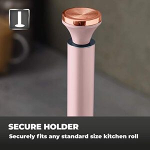 Tower T826133PNK Cavaletto Towel Pole Kitchen Roll Holder with Soft Underliner, Marshmallow Pink and Rose Gold