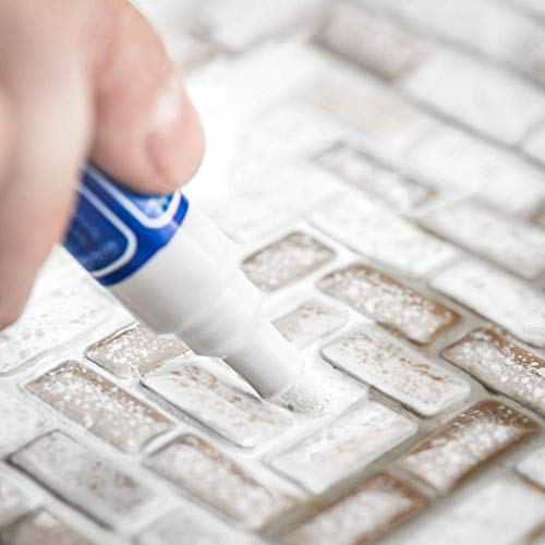 Grout Pen White Tile Paint Marker: Waterproof Grout Paint, Tile Grout Colorant and Sealer Pens - White, Narrow 5mm Tip (7mL)