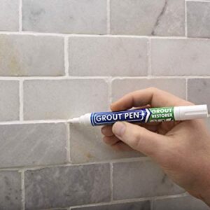 Grout Pen White Tile Paint Marker: Waterproof Grout Paint, Tile Grout Colorant and Sealer Pens - White, Narrow 5mm Tip (7mL)