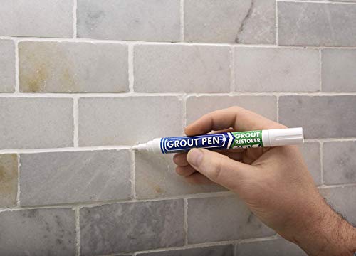 Grout Pen White Tile Paint Marker: Waterproof Grout Paint, Tile Grout Colorant and Sealer Pens - White, Narrow 5mm Tip (7mL)