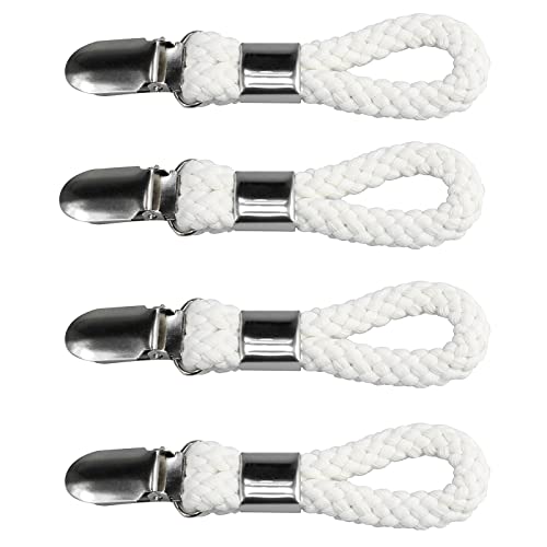 GWYAN 4 Pcs Tea Towel Clips Cotton Rope Clip Hanging Towel Hook Holder with Cotton Loop for Kitchen Bathroom