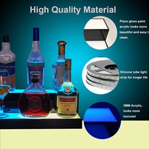 LED Liquor Bottle Display Shelf, Wireless Remote & App Control, 16 Inch 2 Step Illuminated Bar Bottle Lighting Shelves Bar Accessories for Home Bar Party Restaurant Decor