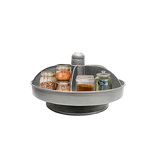 First of a Kind Metal Rotating Tray - 6 Bin Metal Rotating Hardware Bin - Farmhouse Kitchen Decor, Kitchen Storage Accessory - Serving Party Divided Tray for Snacks & Candy