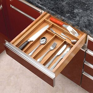 MH ZONE Flatware Organizer Bamboo Expandable Utensil Organizer Drawer Organizer without Knife Block