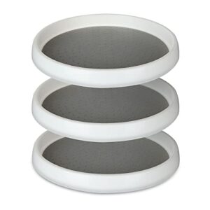 fviexe 3pcs non-skid cabinet lazy susan turntable 10 inch, 360 degree rotating kitchen spice rack spinning lazy susan turntable organizer, pantry countertop vanity bathroom display stand white / gray