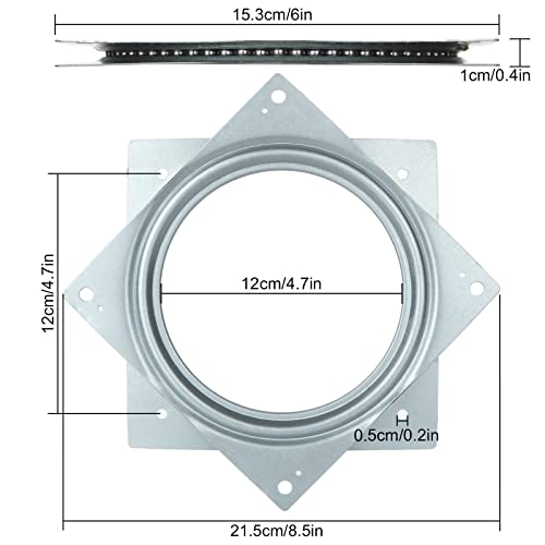 LIVTE 8 Pack 6 Inch Lazy Susan Bearing Bar Stool Swivel Plate, 5/16'' Thick Lazy Susan Hardware 220 LB Capacity Ball Bearing Swivel Plate for Kitchen Cabinet, Craft Project, Serving Trays, Silver