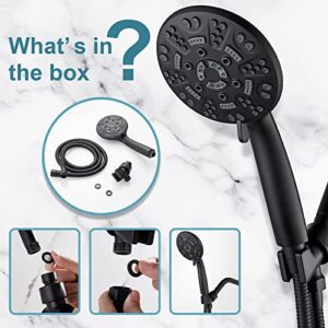 Cobbe 8 Functions Shower Head with handheld, High Pressure Shower Head Set with Hose Adjustable Bracket Rubber Washers (Matte Black)