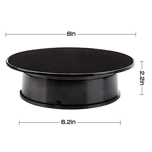 Leadleds 8" Black Velvet Top Motorized Rotating Display Turntable Ideal for Jewelry Hobby Collectible Product