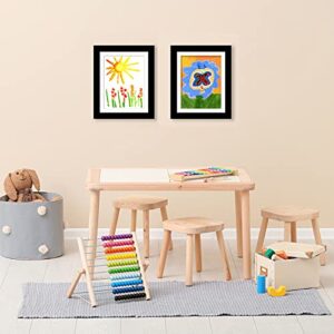 Americanflat Kids Artwork Picture Frame in Black - Displays 8.5x11 With Mat and 10x12.5 Without Mat - Composite Wood with Shatter Resistant Glass - Horizontal and Vertical Formats - Pack of 2