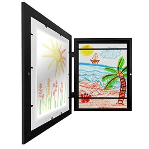 Americanflat Kids Artwork Picture Frame in Black - Displays 8.5x11 With Mat and 10x12.5 Without Mat - Composite Wood with Shatter Resistant Glass - Horizontal and Vertical Formats - Pack of 2