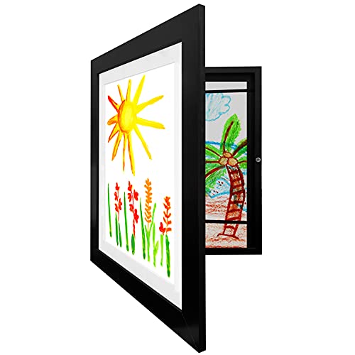 Americanflat Kids Artwork Picture Frame in Black - Displays 8.5x11 With Mat and 10x12.5 Without Mat - Composite Wood with Shatter Resistant Glass - Horizontal and Vertical Formats - Pack of 2