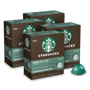 starbucks by nespresso medium roast pike place roast coffee (32-count single serve capsules, compatible with nespresso vertuo line system)