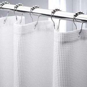 amazerbath waffle shower curtain, heavy duty fabric shower curtains with waffle weave hotel quality bathroom shower curtains, 72 x 72 inches