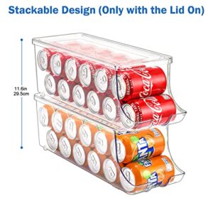 Puricon 2 Pack Skinny Can Drink Dispenser Organizer for Refrigerator Bundle with 2 Pack Soda Can Organizer Dispenser for Refrigerator