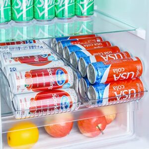 Puricon 2 Pack Skinny Can Drink Dispenser Organizer for Refrigerator Bundle with 2 Pack Soda Can Organizer Dispenser for Refrigerator