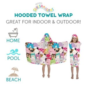 Franco Squishmallows Kids Bath/Pool/Beach Soft Cotton Terry Hooded Towel Wrap, 24 in x 50 in