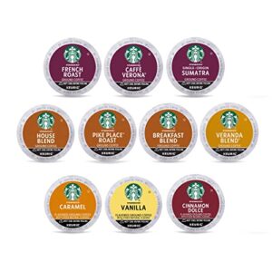 starbucks k-cup coffee pods—starbucks blonde, medium, dark roast & flavored coffee—variety pack for keurig brewers—1 box (40 pods total)