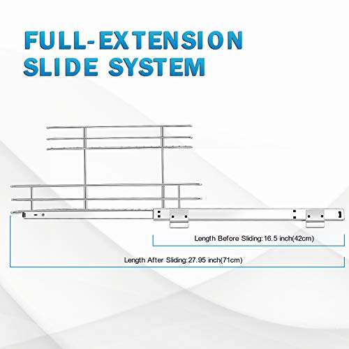 Pot Rack Organizers & Pull Out Cabinet Organizer, Adjustable Pots and Pans Organizer with 3 DIY Methods for Kitchen Organization, 12.6W x 16.53D x 12.99H Under Sink Slide Out Storage Shelf(2 Pack)