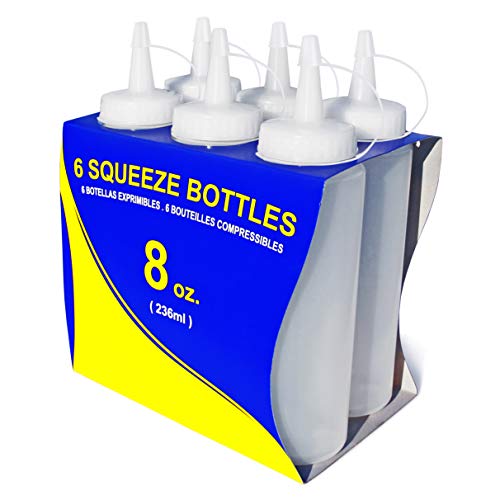 New Star Foodservice 26115 Squeeze Bottles, Plastic, 8 oz, Clear, Pack of 6