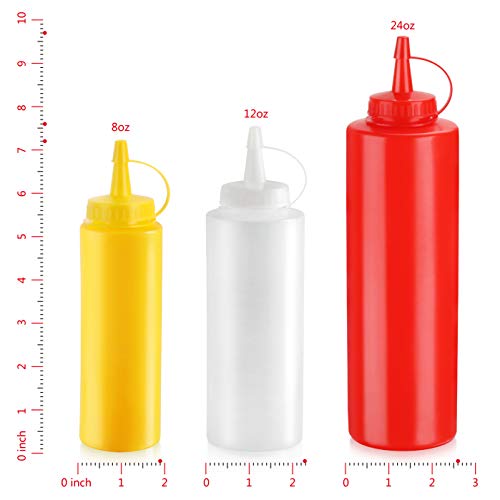 New Star Foodservice 26115 Squeeze Bottles, Plastic, 8 oz, Clear, Pack of 6