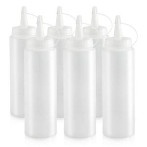 New Star Foodservice 26115 Squeeze Bottles, Plastic, 8 oz, Clear, Pack of 6