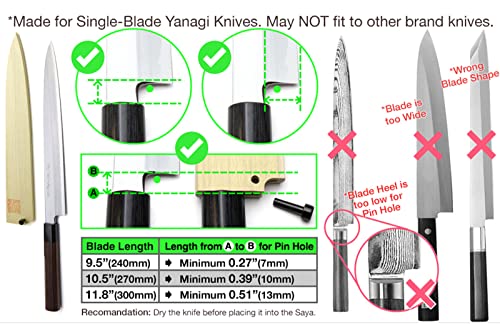 Yoshihiro Natural Magnolia Wood Saya Cover Blade Protector for Yanagi (270mm)