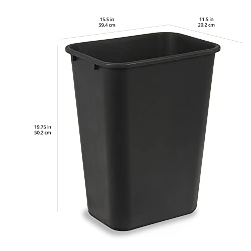 AmazonCommercial 10 Gallon Commercial Office Wastebasket, Black, 1-Pack