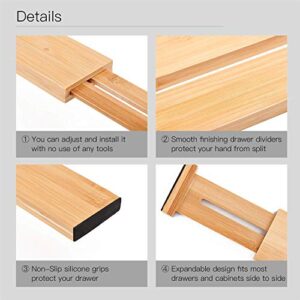 Utoplike 4 pcs Bamboo Kitchen Drawer Dividers(16.8-21.8IN) and Bamboo Cutlery Tray Silverware, Drawer Dividers for Kitchen Utensils