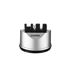 sharpal 191h pocket kitchen chef knife scissors sharpener for straight & serrated knives, 3-stage knife sharpening tool helps repair and restore blades