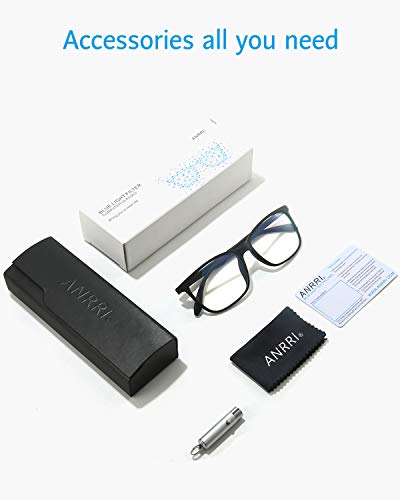 ANRRI Blue Light Blocking Glasses, Anti Eyestrain Lens Lightweight Frame Eyeglasses, Black, Men/Women