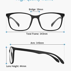 ANRRI Blue Light Blocking Glasses, Anti Eyestrain Lens Lightweight Frame Eyeglasses, Black, Men/Women