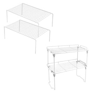 product image ipegtop 2 pack large cabinet storage shelf rack & 2 pack stackable cabinet shelf organizers